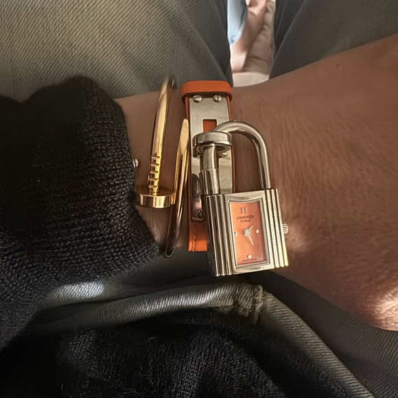 Hermes | Jewelry | Hermes Signature Orange Kelly Lock Watch | Poshmark